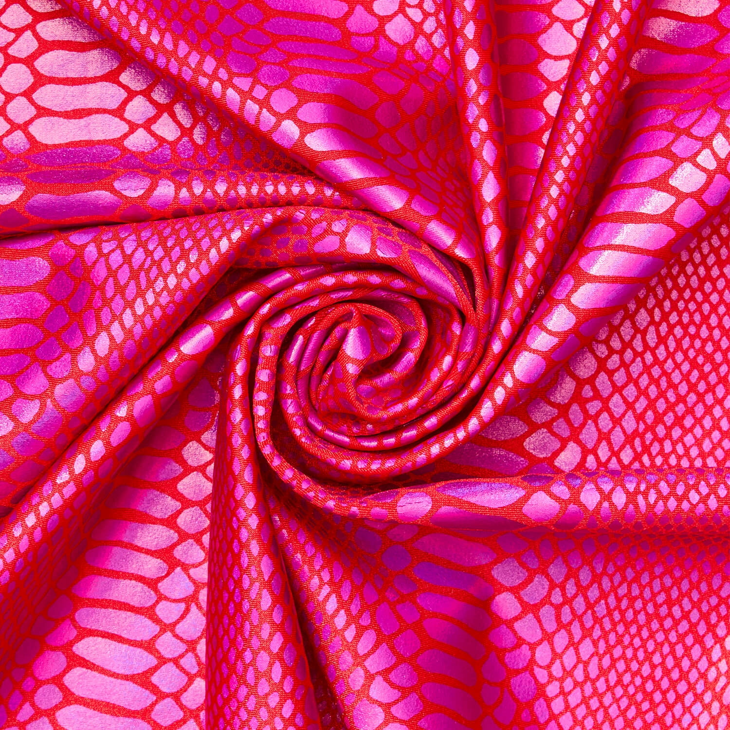 Snake Scale Hologram Tricot Foil Fabric - Red Fuchsia Shiny Stretchy 60 ...