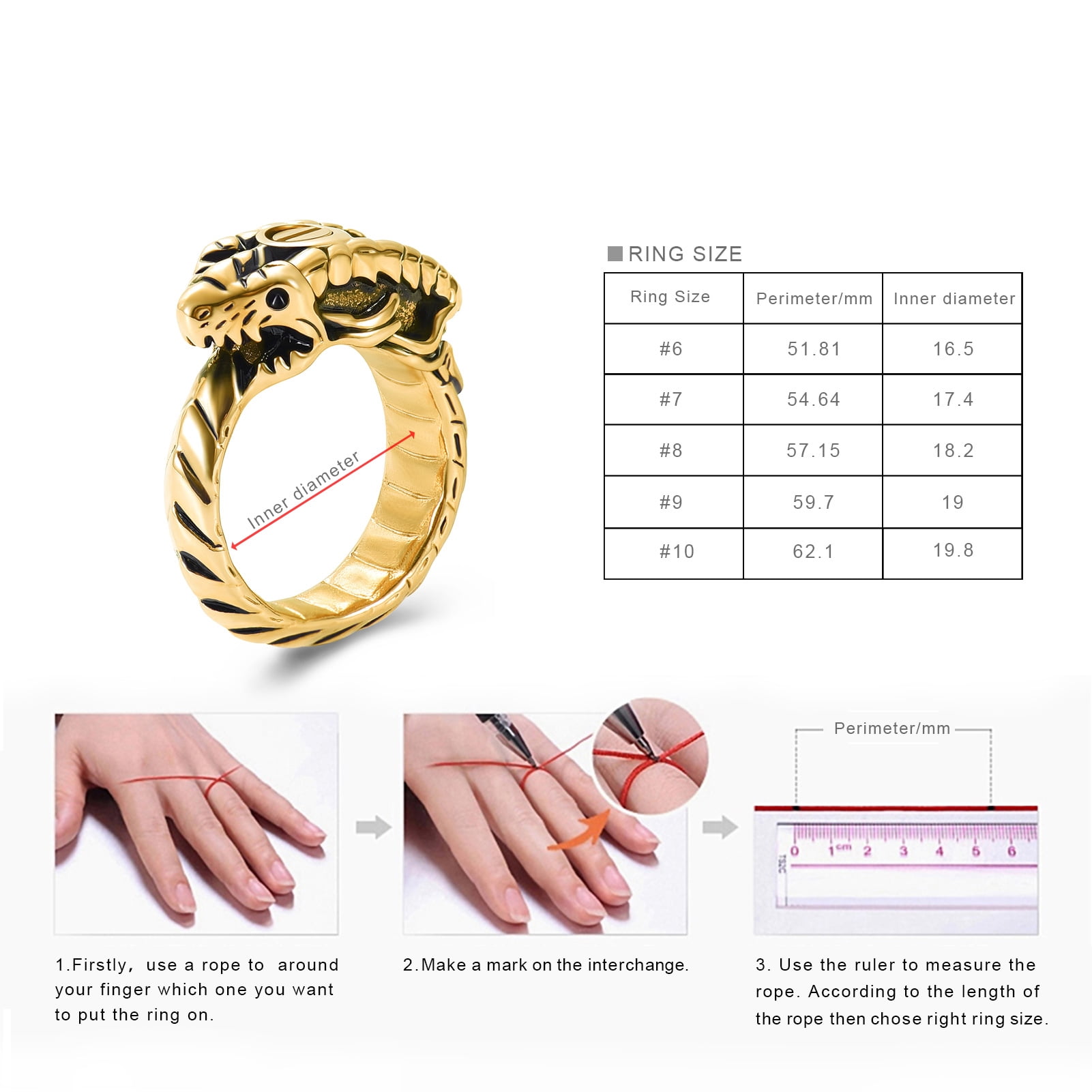 Snake Serpent Cremation Jewelry for Ashes Urn Ring Memorial Finger Ring ...