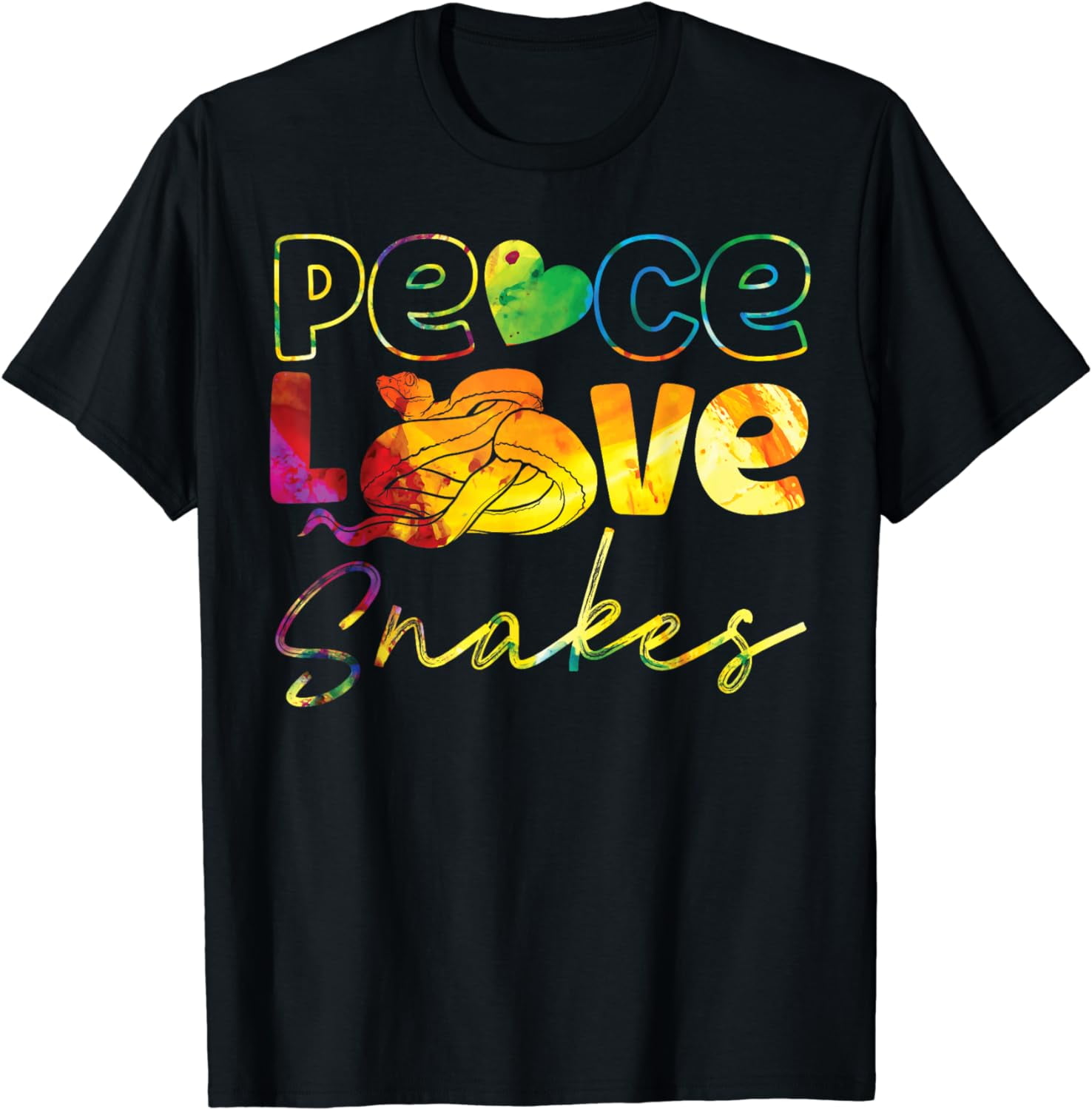 Snake Serpent Girl Peace Love Snakes Cotton T-Shirt - Walmart.com