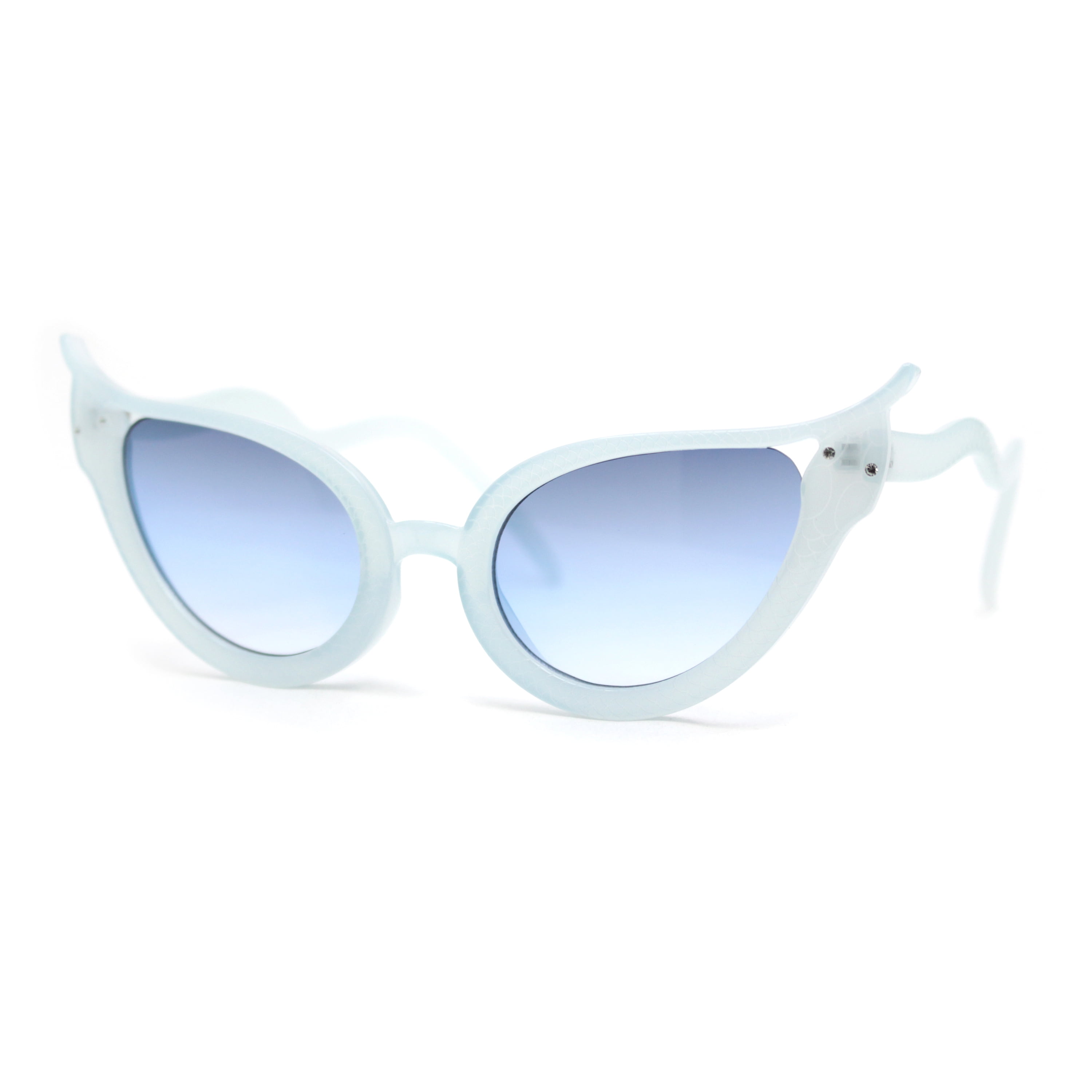 Snake Serpent Jewel Frame Plastic Cat Eye Diva Sunglasses All Blue ...