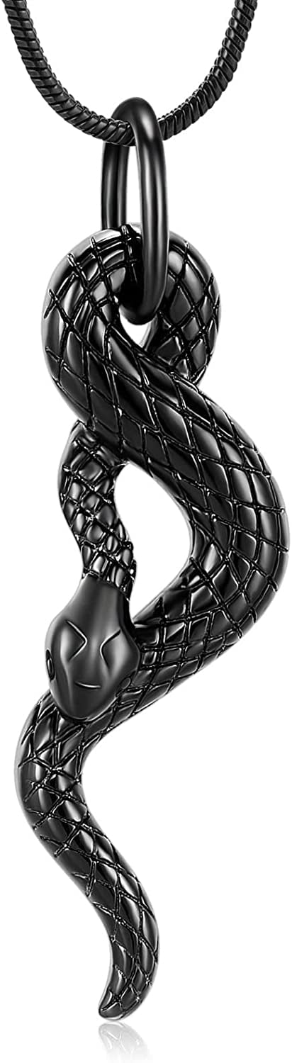 Snake Shape Cremation Urn Necklace for Ashes Men's Animal Serpent ...