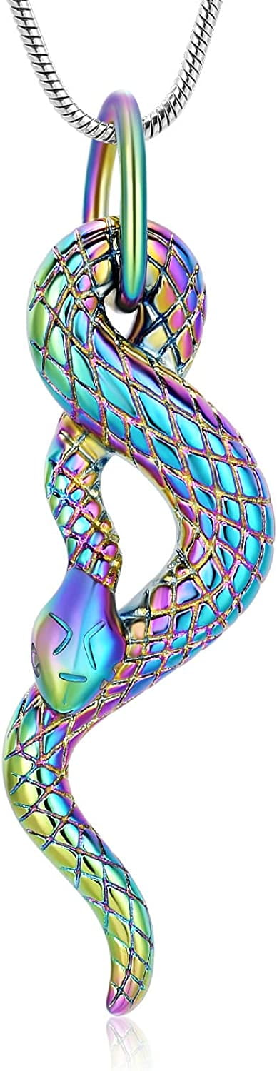 Snake Shape Cremation Urn Necklace for Ashes Men's Animal Serpent ...