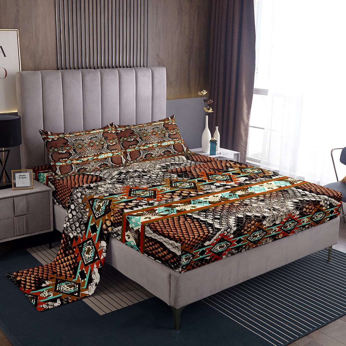 Snake Sheet Set Burnt Sienna Snake Hide Bed Sheets Set Exotic Tribal ...