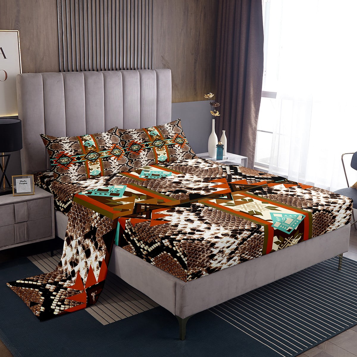 Snake Sheet Set Exotic Snake Hide Sheets Tribal Arrow Aztec Bed Sheets ...