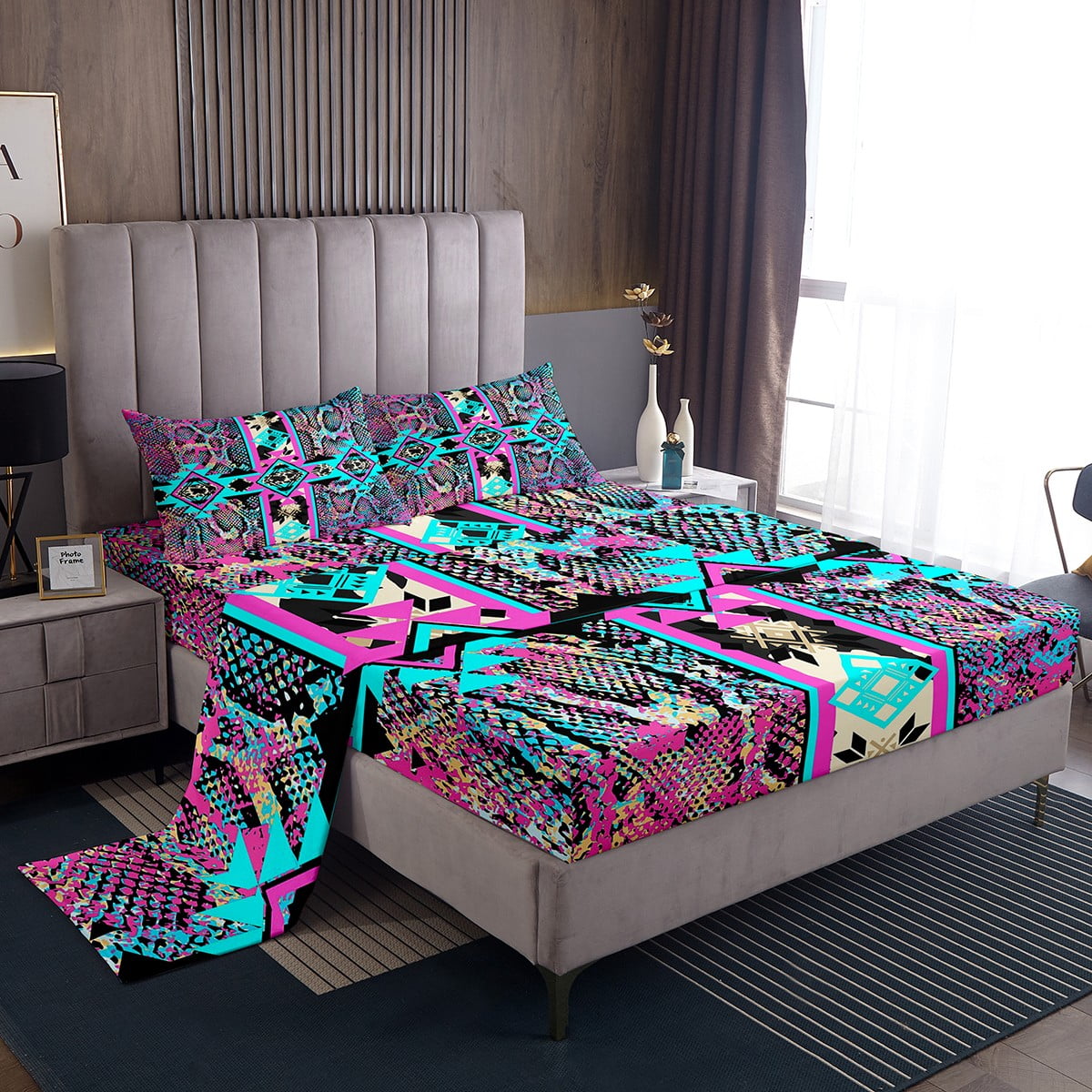 Snake Sheet Set Purple Teal Snake Hide Sheets Exotic Tribal Arrow Aztec ...