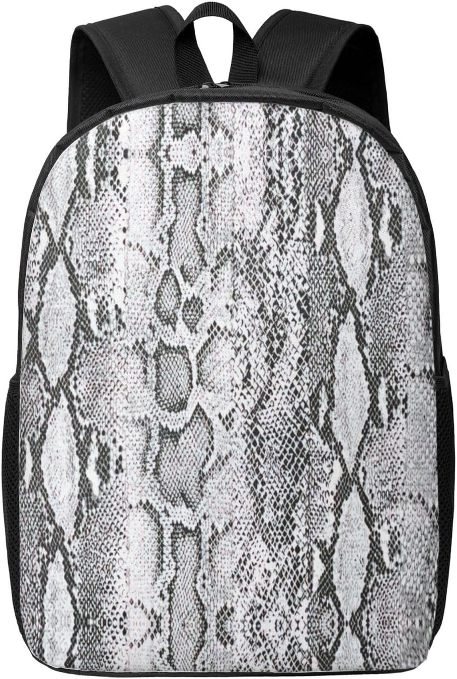 Snake Skin Black And White Print Laptop Backpack,Travel Daypack ...