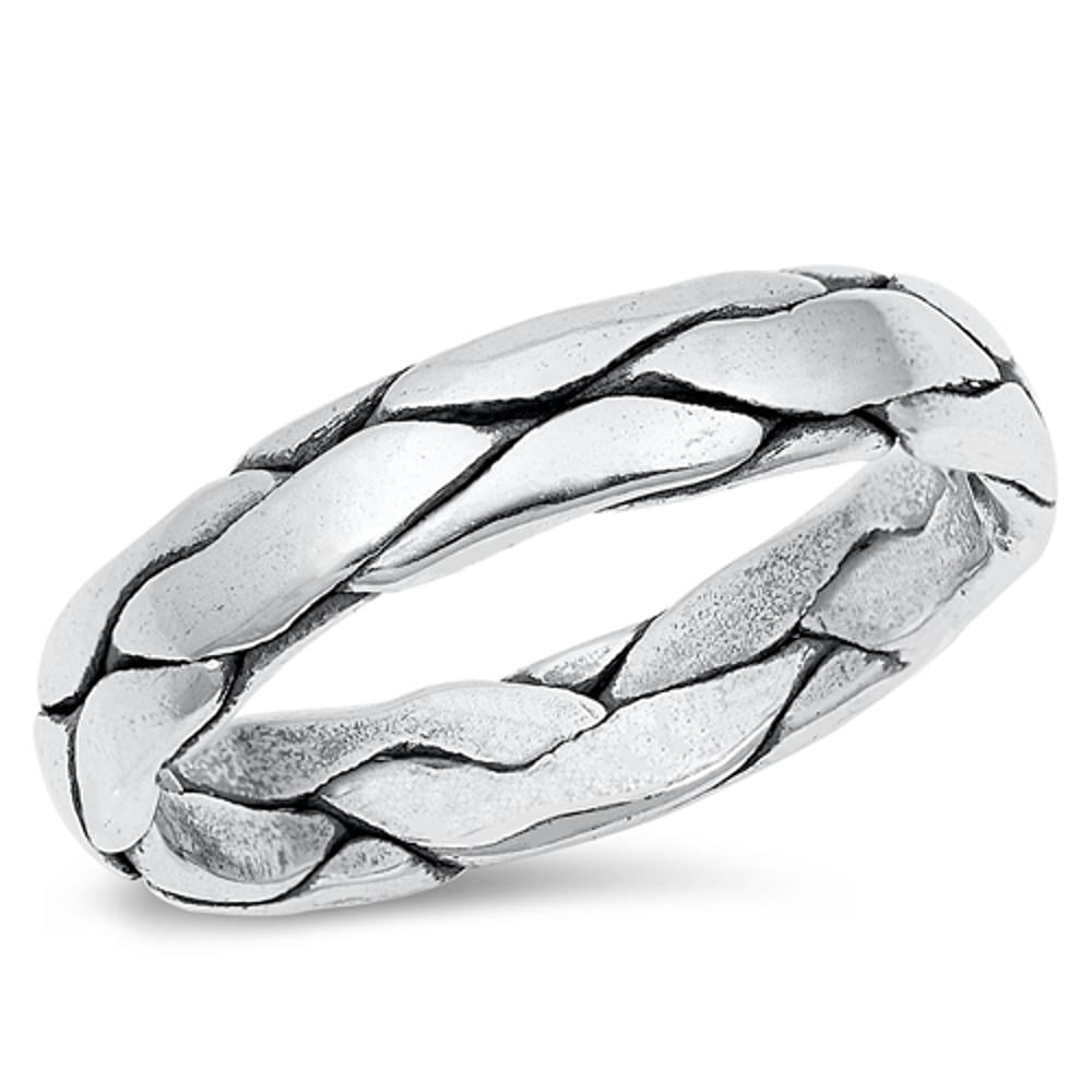 Snake Skin Braided Ring .925 Sterling Silver Wedding Band Jewelry ...