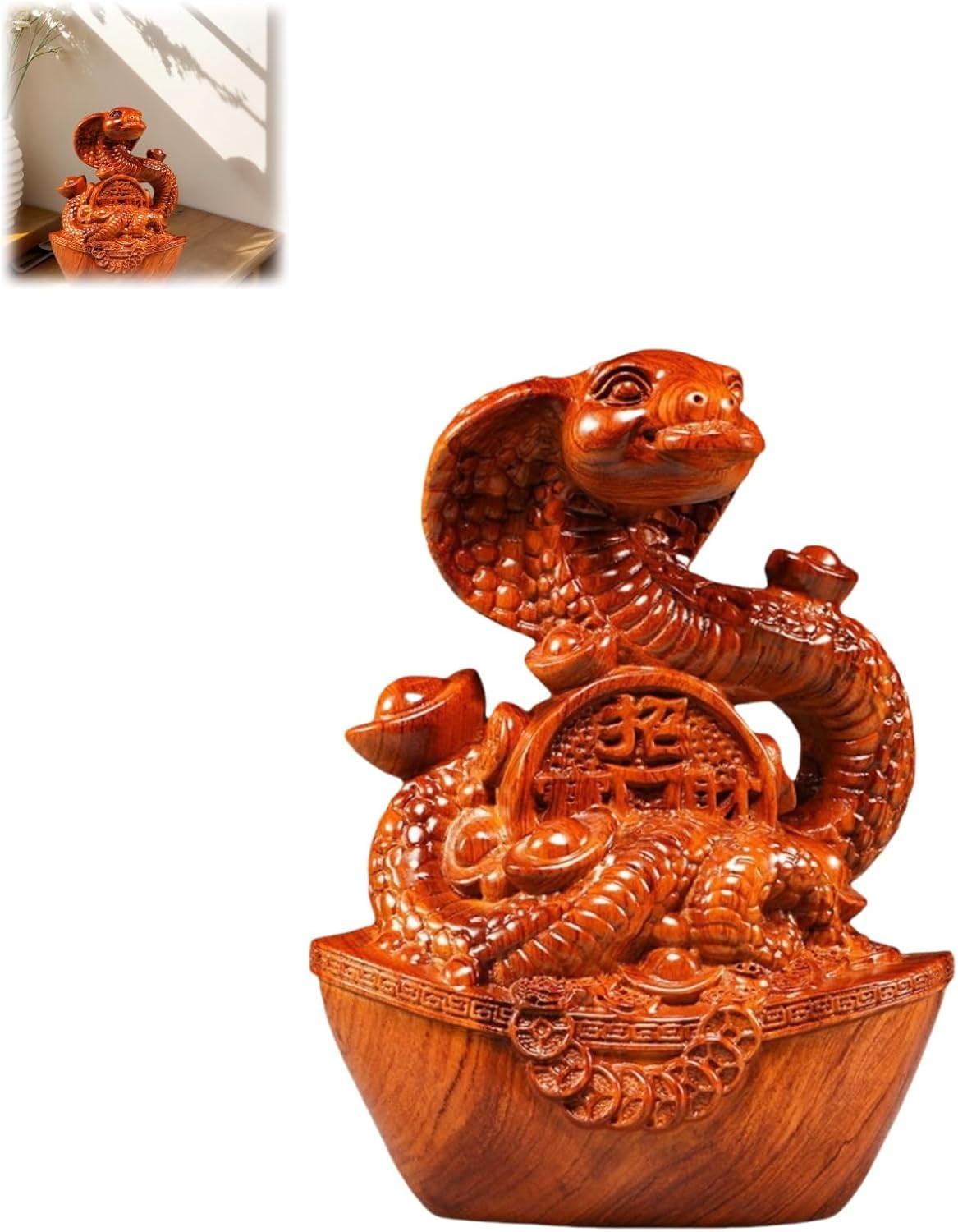 Snake Statue Small Wooden Chinese Feng Shui Snake Figurines,The Snake ...
