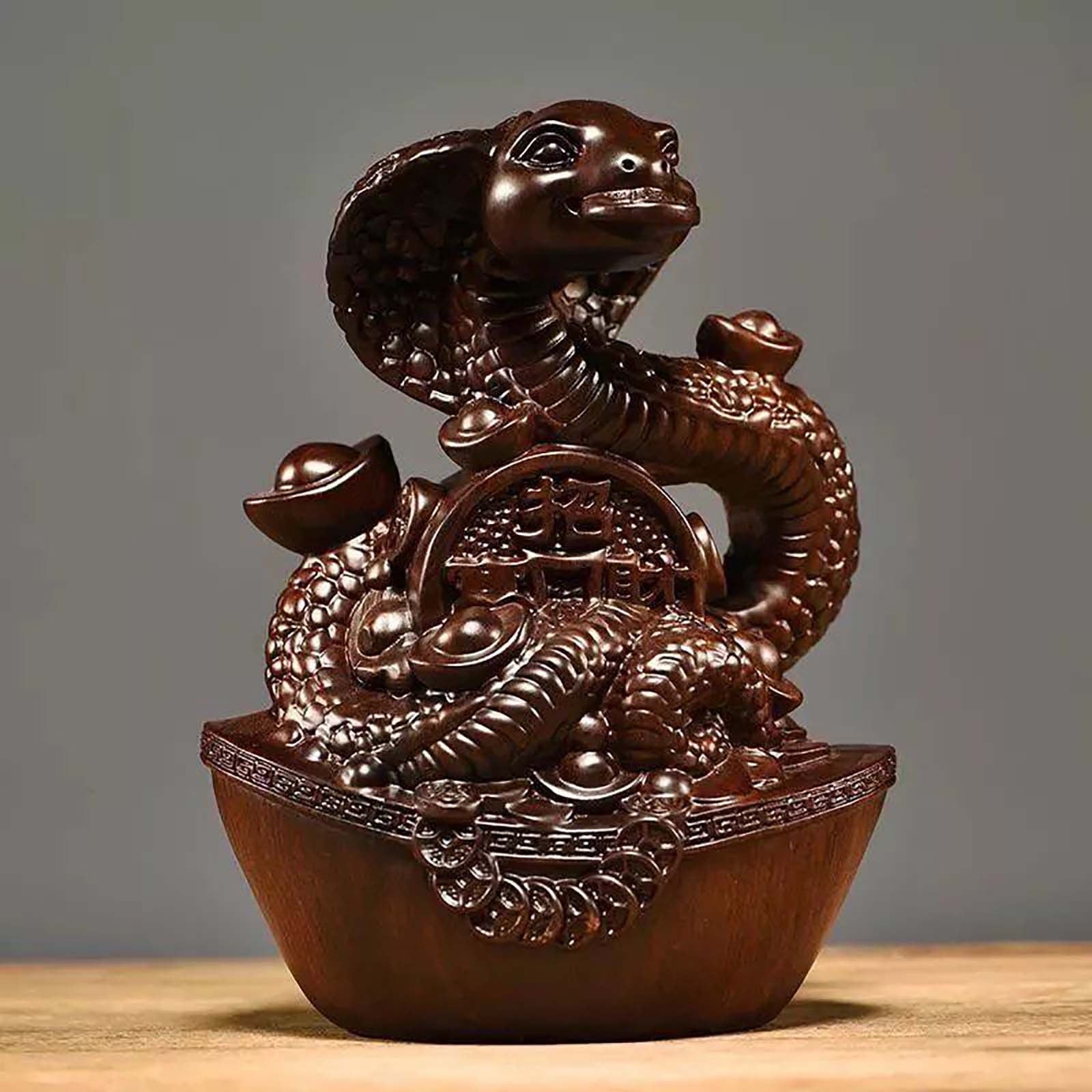 Snake Statue, Wooden Snake Carved Figurine, Chinese Zodiac Feng Shui ...