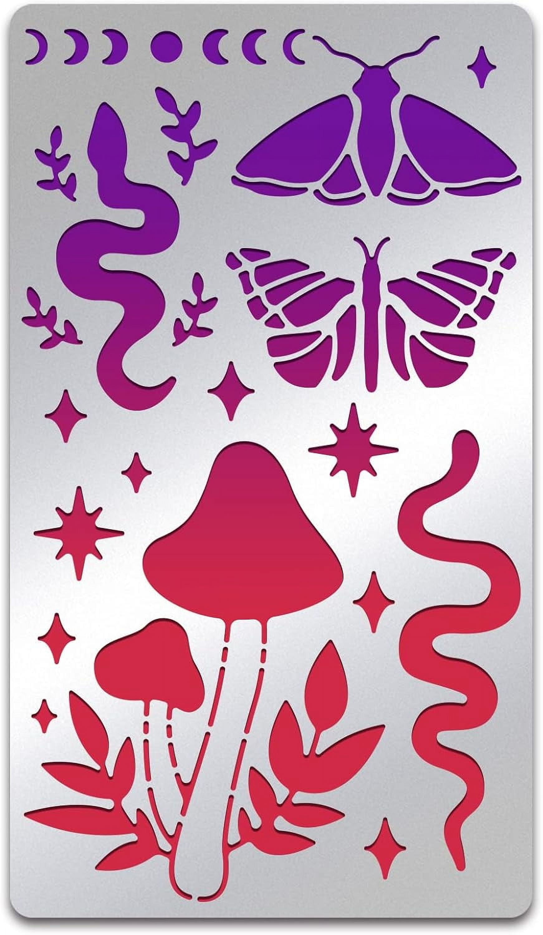 Snake Stencils, 7x4 Inch Moth Metal Painting Template Mushroom ...