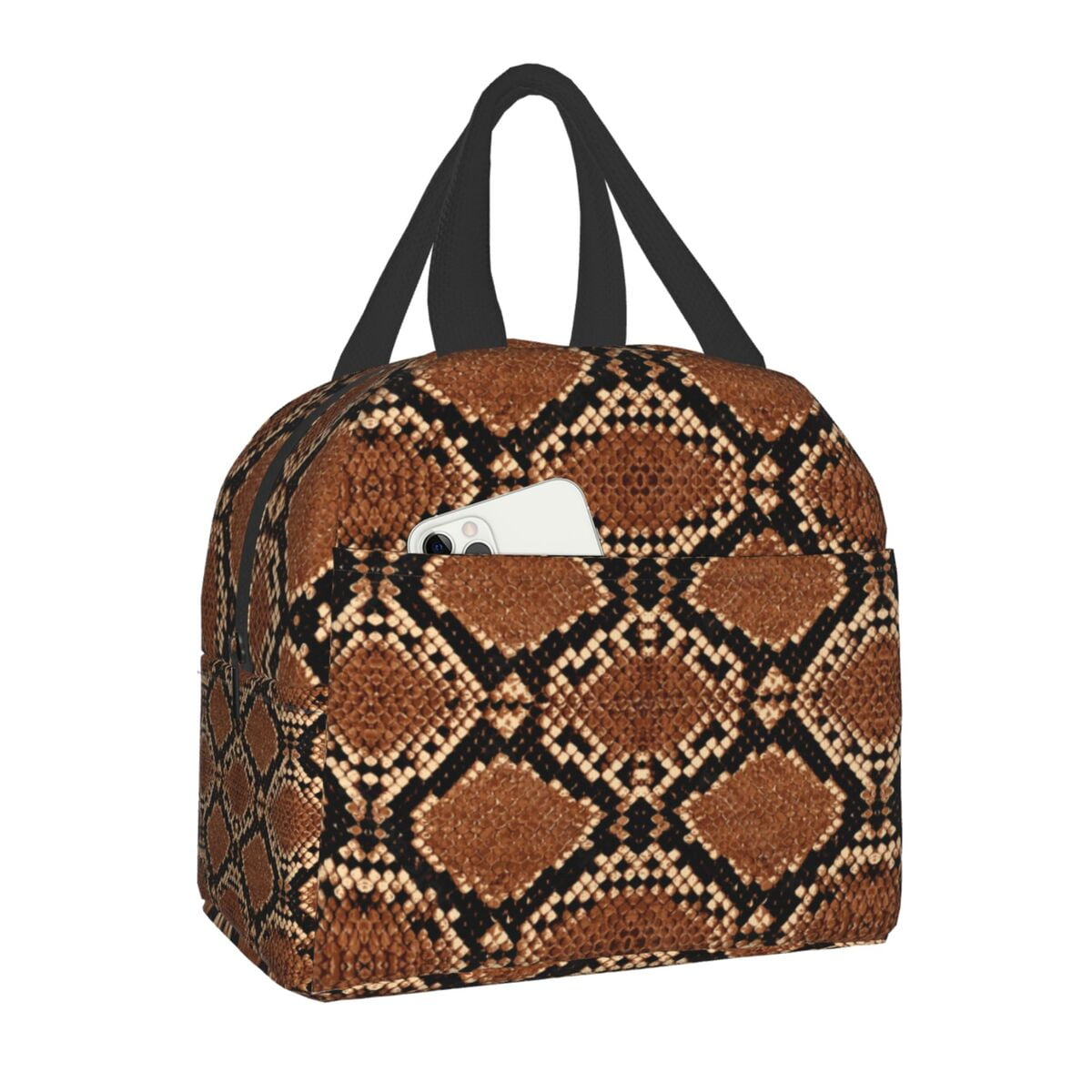 Snake Texture Insulated Lunch Bag for Work Food Snakeskin Print Cooler ...