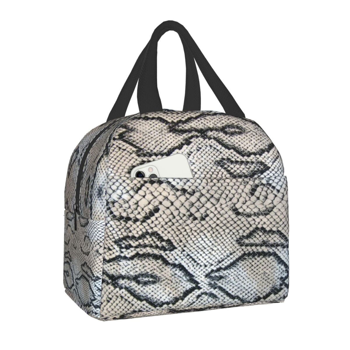 Snake Texture Insulated Lunch Bags for Women Snakeskin Print Portable ...