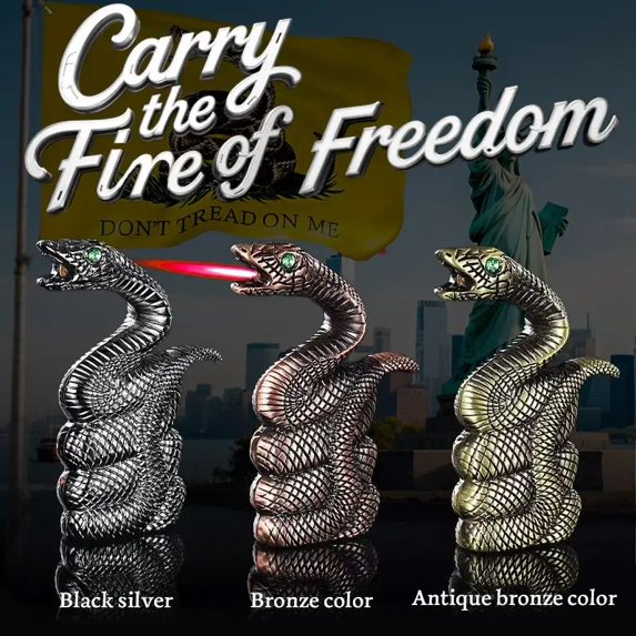 Snake Windproof Lighter – Horizontal Flame Butane Lighter + Desktop ...