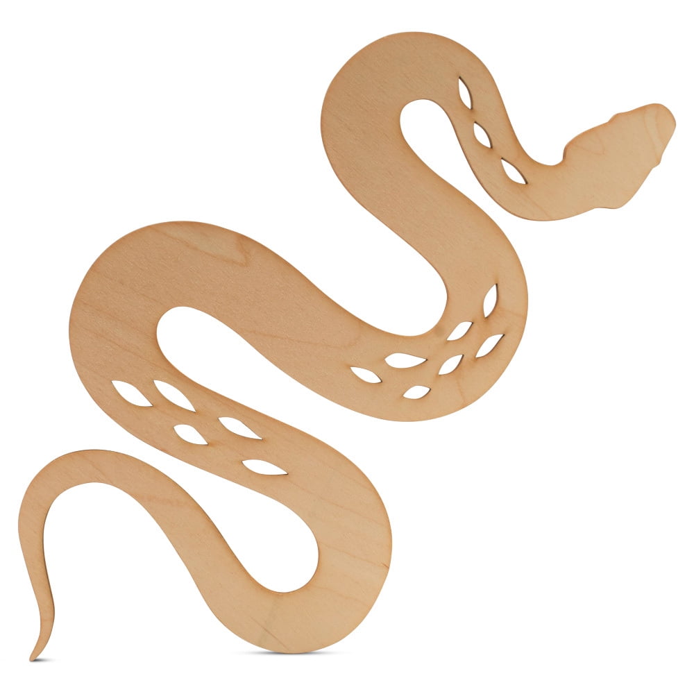 Snake Wooden Cutout 8-1/2 inches, Pack of 3 Unfinished Wood Shapes for ...