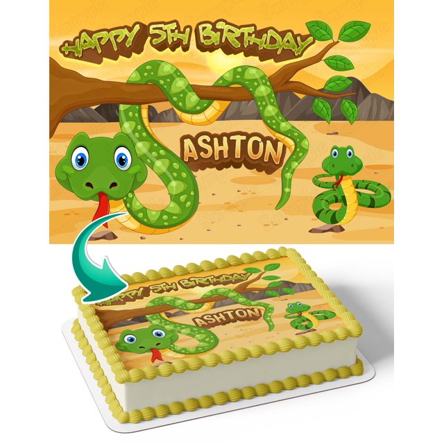 Snake kids Birthday Edible Image Cake Topper Personalized Birthday ...