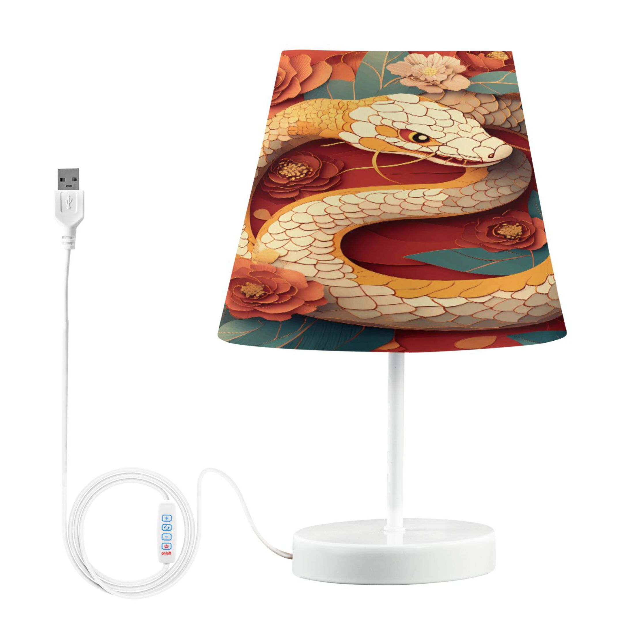 Snake with Flower and Leaf Desk Lamp LED Table Nightstand Lamps with 3 ...