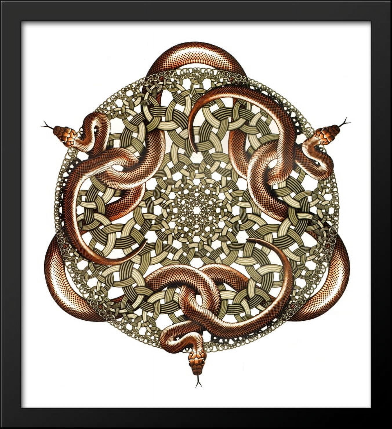 Snakes 28x30 Large Black Wood Framed Print Art by M.C. Escher - Walmart.com