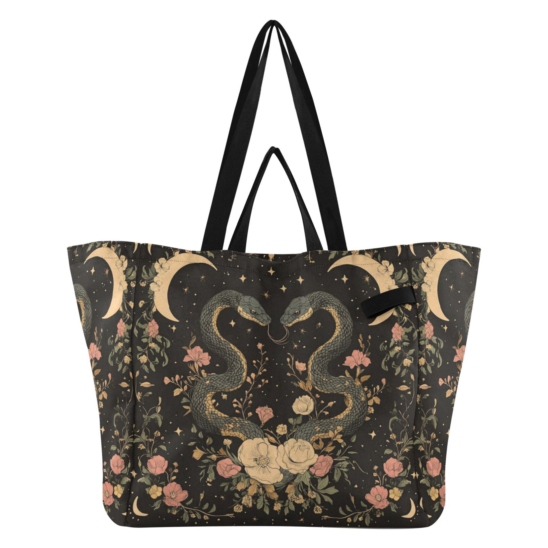 Snakes Entwining Vines Canvas Tote Bag Large Capacity Reusable Tote ...