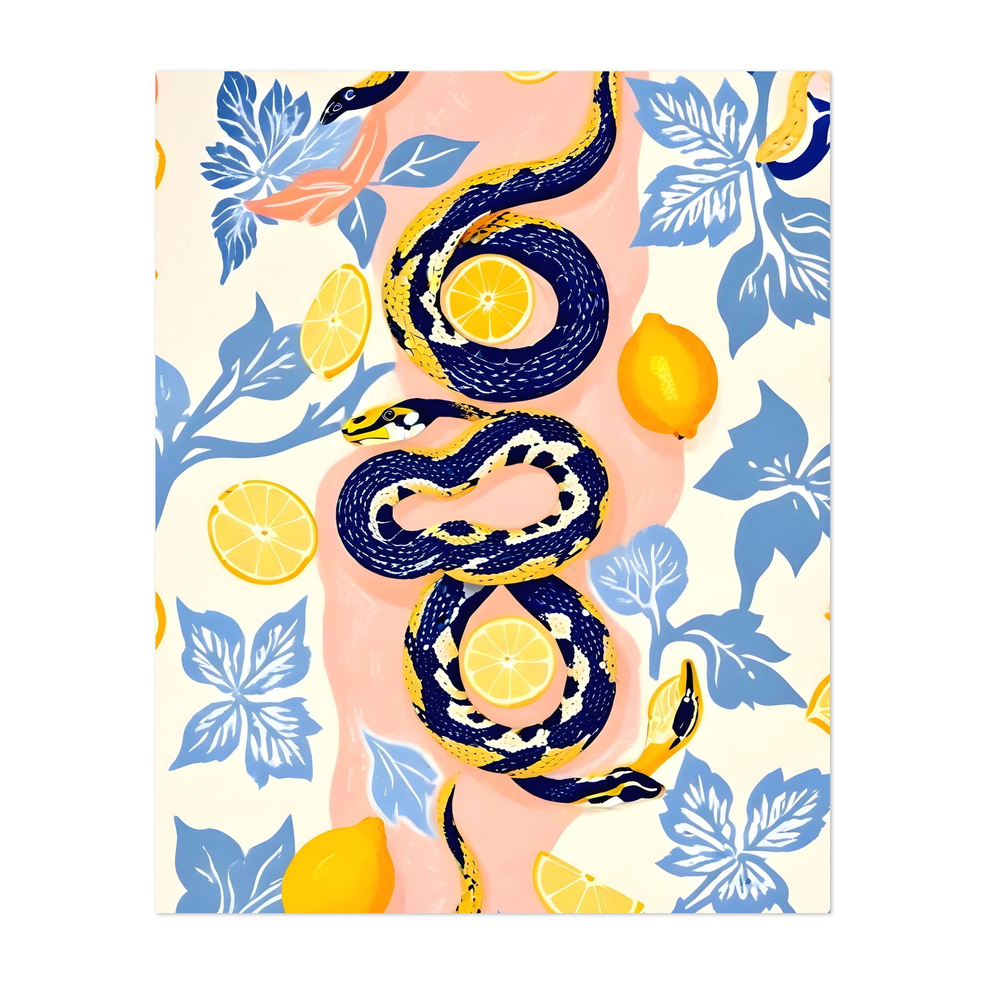 Snakes & Lemons - India Digital Art Modern Art Pattern Floral Lemon ...