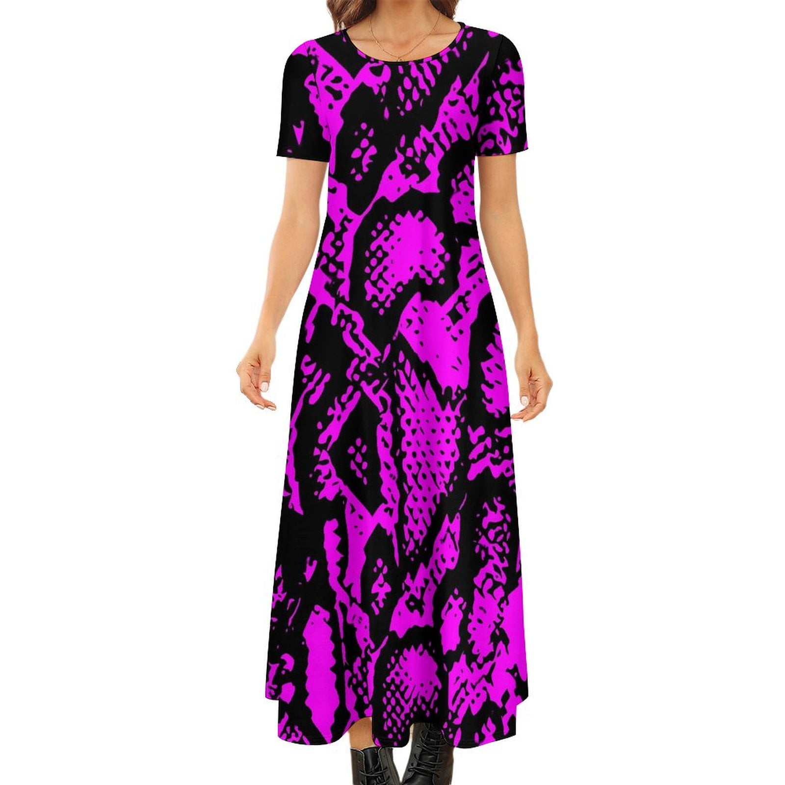 Snakeskin Dress Green and Black Python Aesthetic Bohemia Long Dresses ...