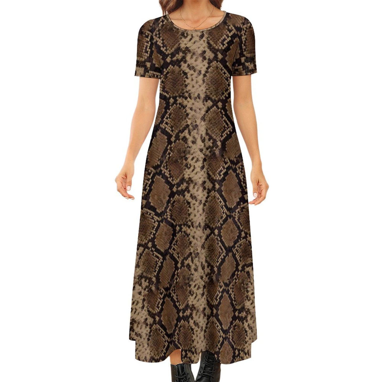 Snakeskin Dress Green and Black Python Aesthetic Bohemia Long Dresses ...
