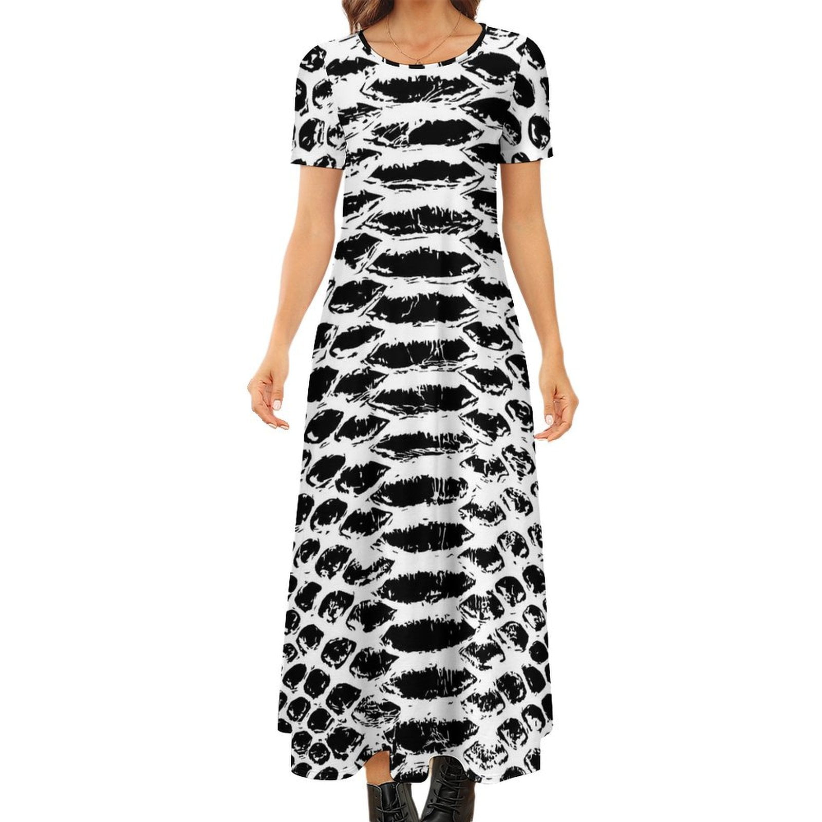 Snakeskin Dress Green and Black Python Aesthetic Bohemia Long Dresses ...