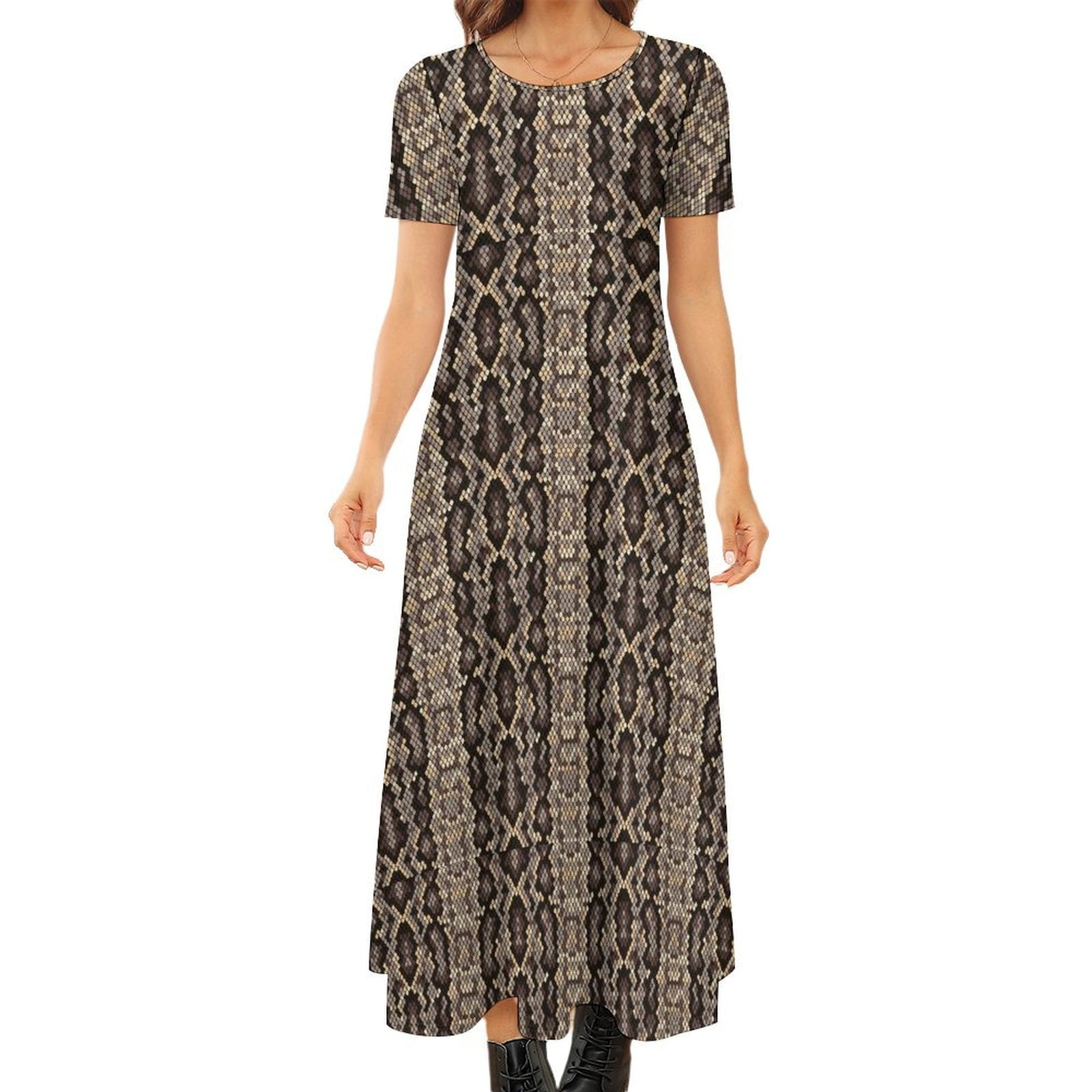 Snakeskin Dress Green and Black Python Aesthetic Bohemia Long Dresses ...