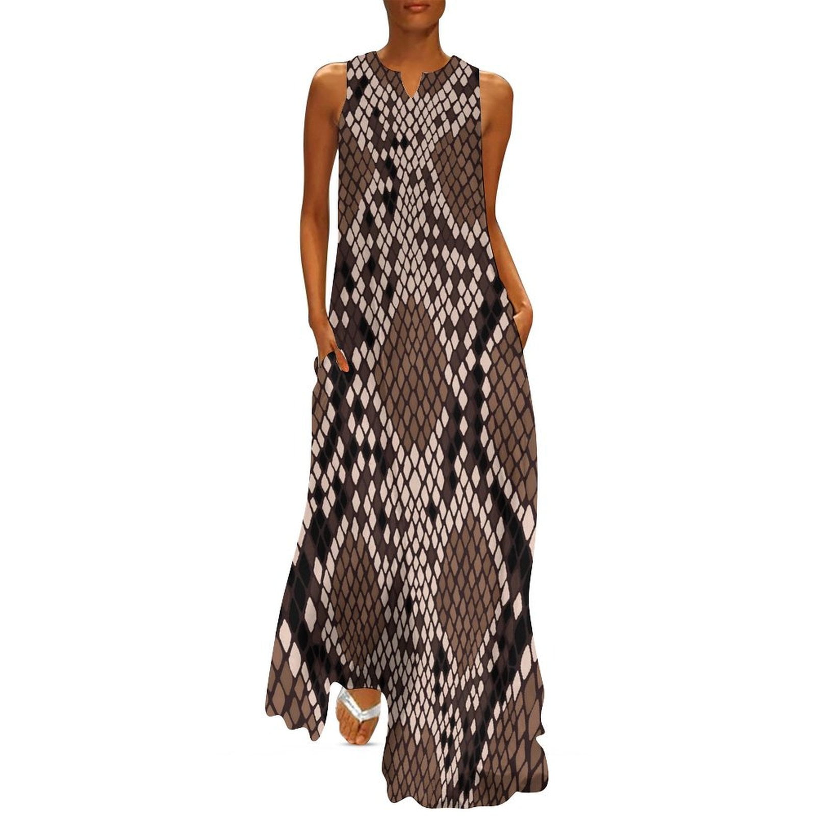 Snakeskin Dress Summer Black and Red Python Aesthetic Casual Long Dresses Womens Trendy Maxi ...