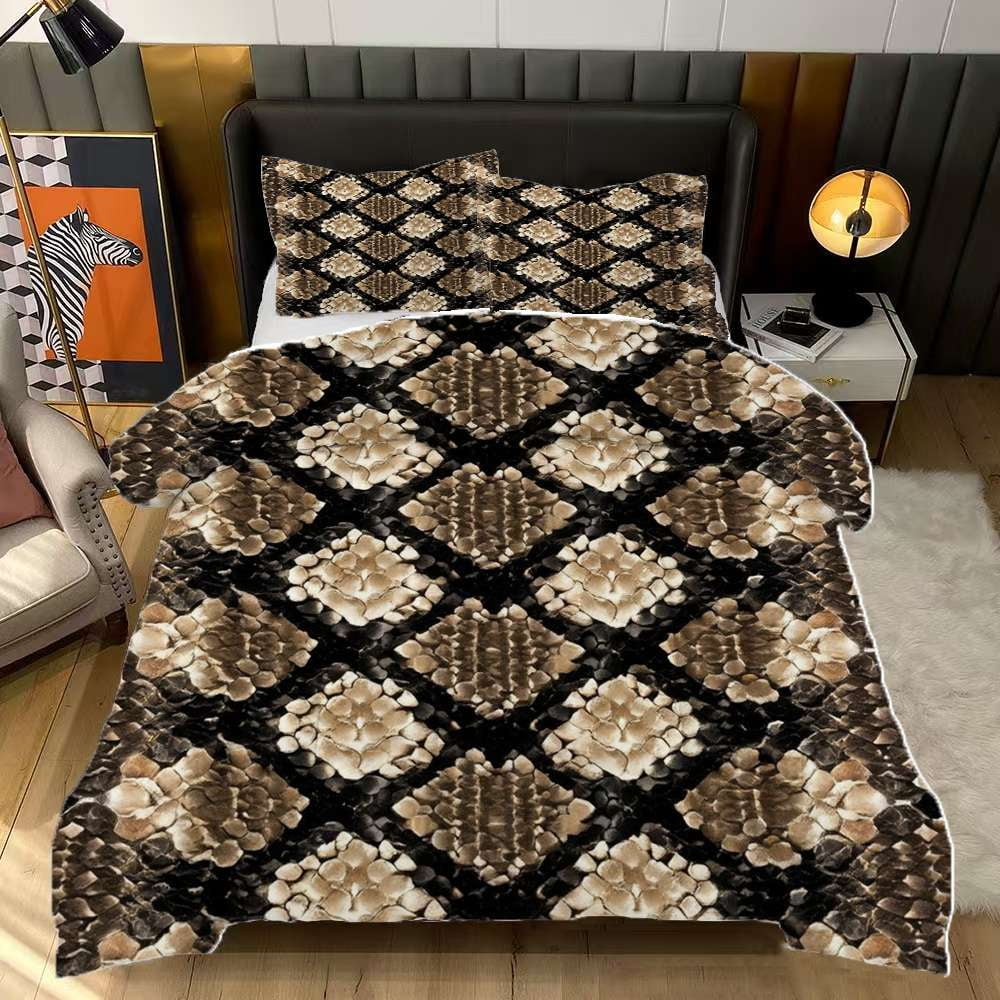 Snakeskin Pattern Diamond Texture Comforter Set King Size Bedding Set ...