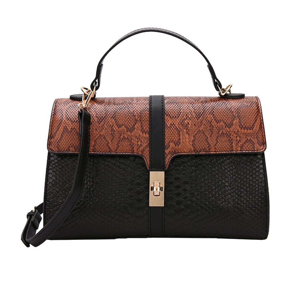 Snakeskin Pattern Flap Crossbody Bags for Women Top Handle Purse and ...