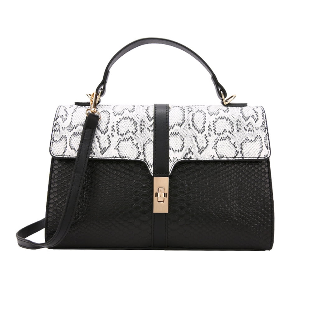 Snakeskin Pattern Flap Crossbody Bags for Women Top Handle Purse and ...