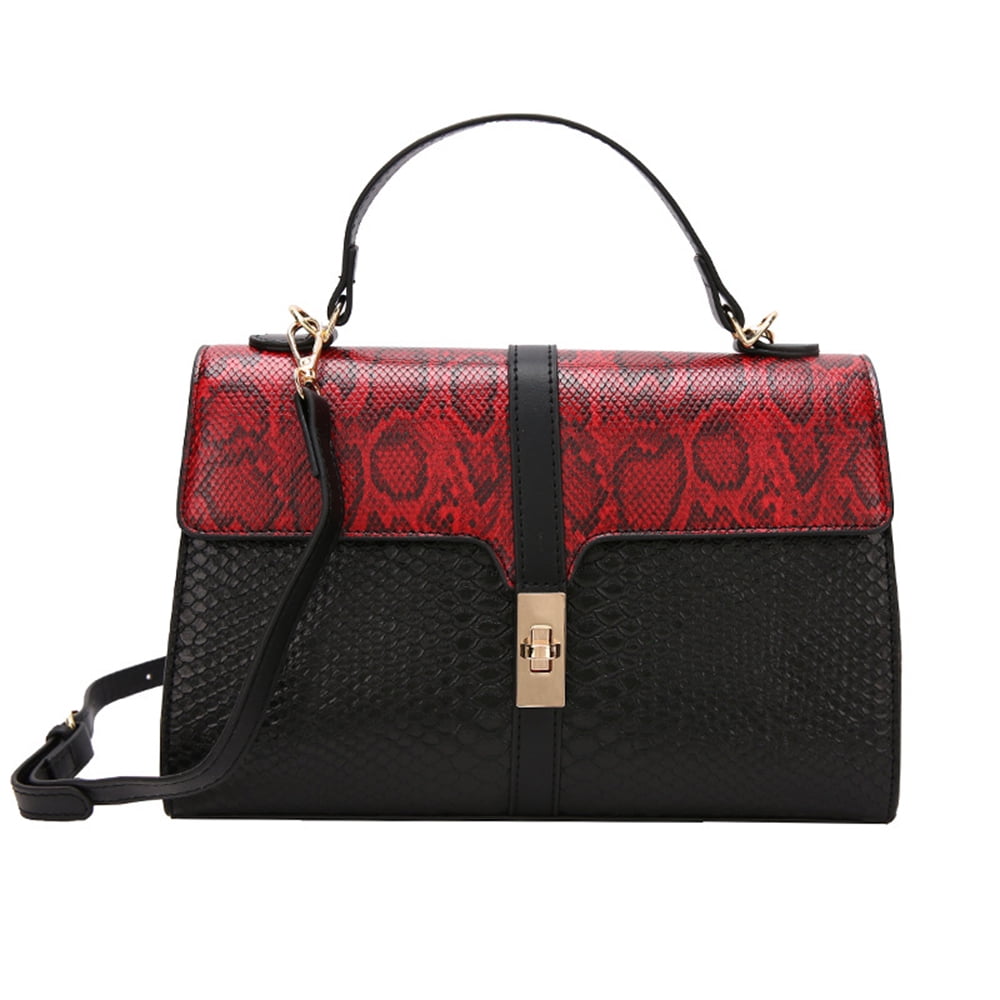 Snakeskin Pattern Flap Crossbody Bags for Women Top Handle Purse and ...