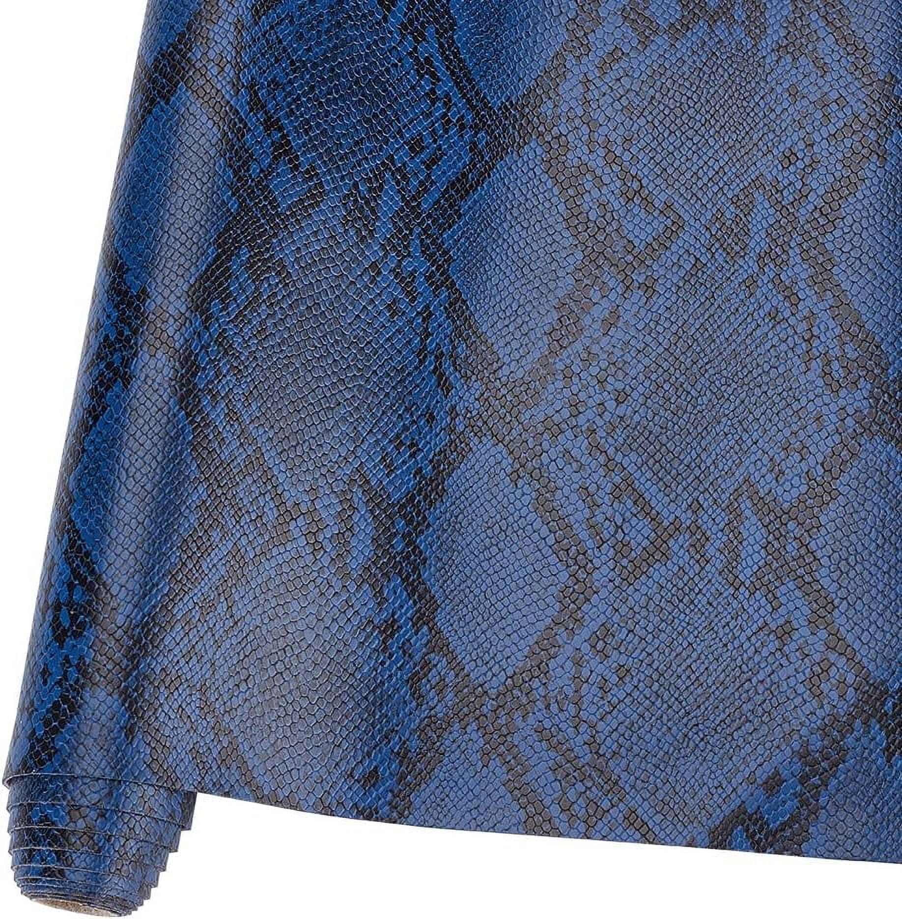 Snakeskin Pattern PU Leather Fabric for DIY Crafts Marine Blue 135x30x0 ...