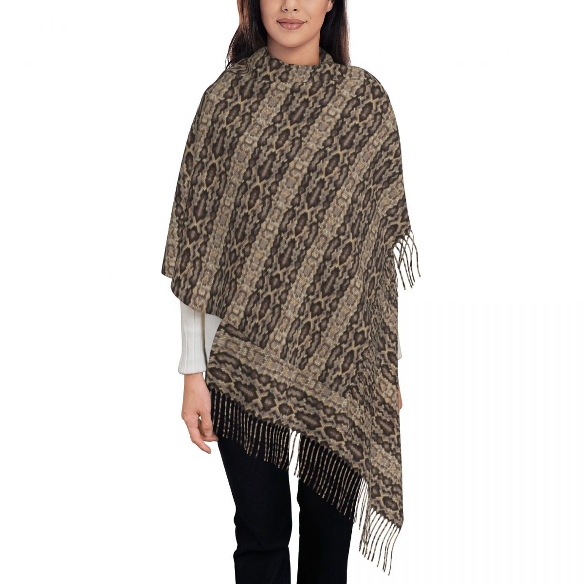 Snakeskin Print Scarf Men Women Black And White Scarves Wraps with ...