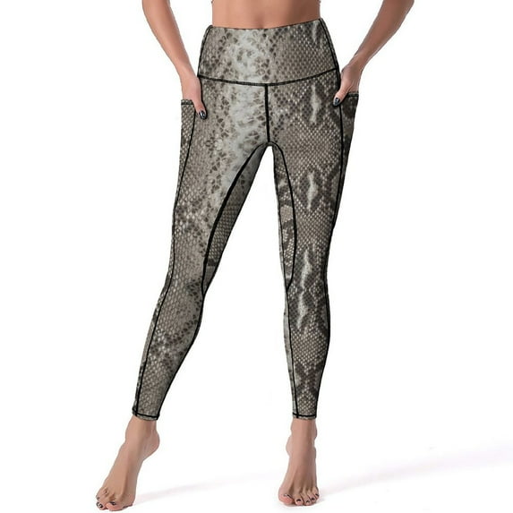 Snakeskin Python Leggings Sexy Animal Print High Waist Yoga Pants Funny ...