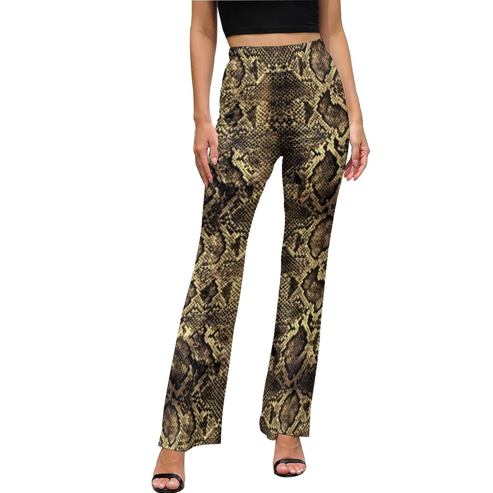 Snakeskin Python Pants High Waisted Animal Print Aesthetic Flared Pants ...