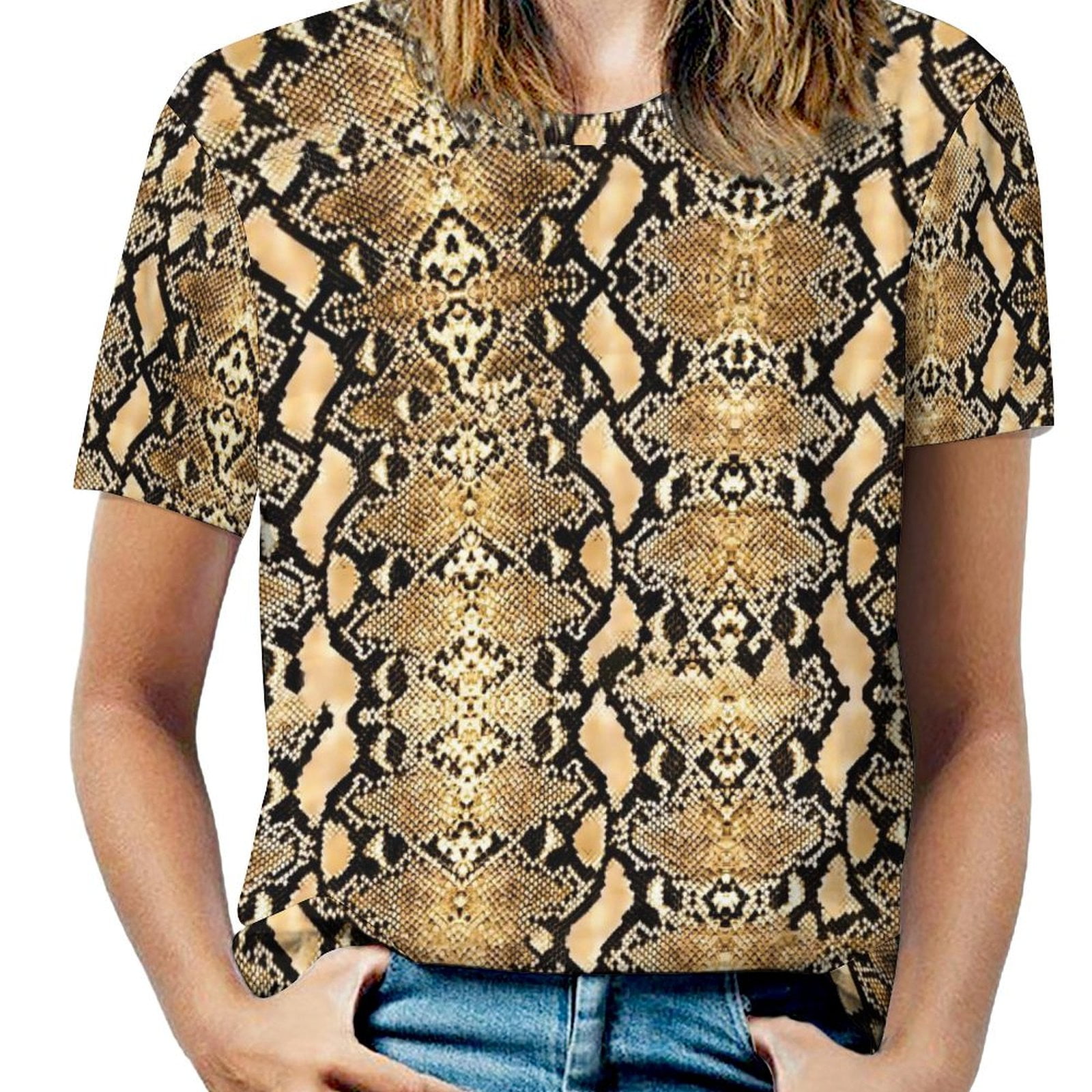 Snakeskin T Shirt O Neck Black and Red Python Oversized T Shirts Short ...