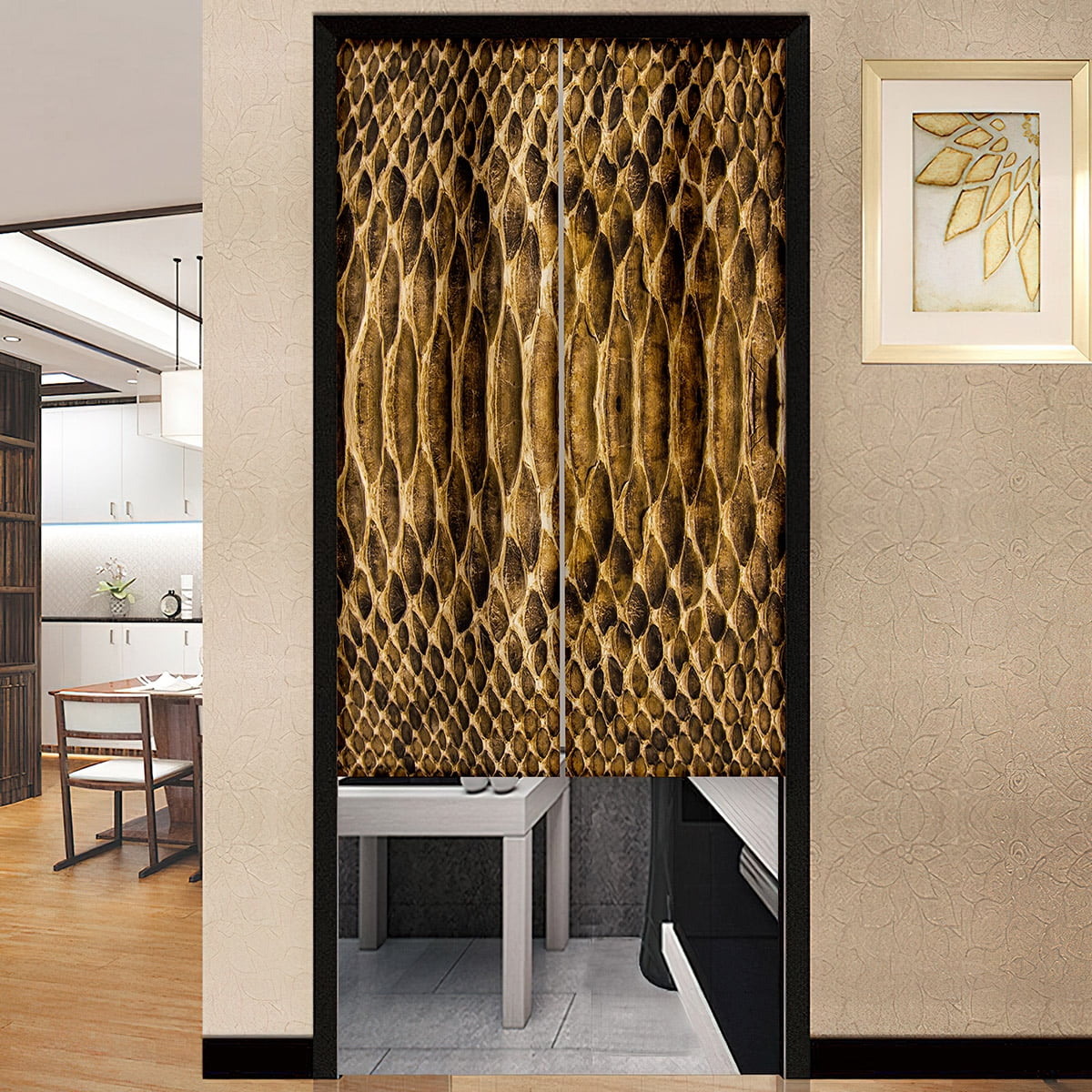 Snakeskin Texture Door Curtain Japanese Kitchen No Punching Partition ...