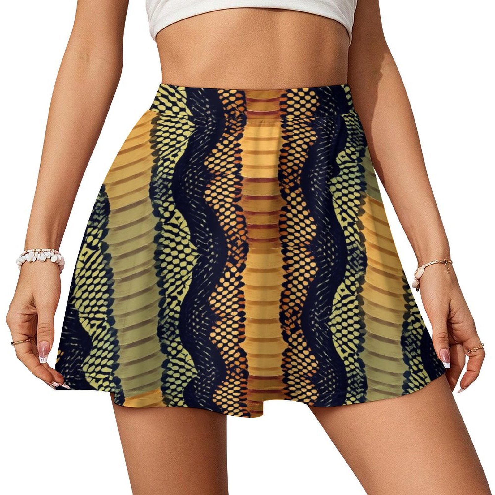 Snakeskin Wavy Pattern Skirt Women Cute Mini Skirts High Waist Design ...