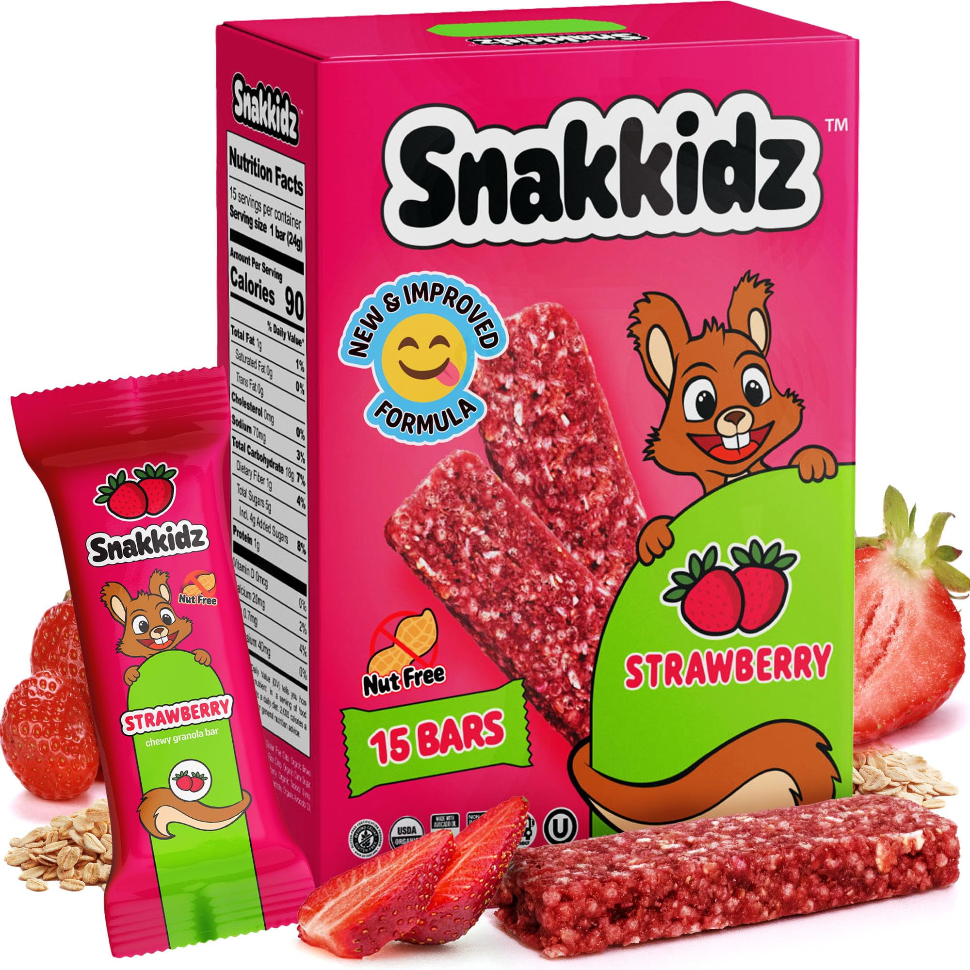 Snakkidz Organic Chewy Granola ESF27 Bar, Allergen Free, Made with ...