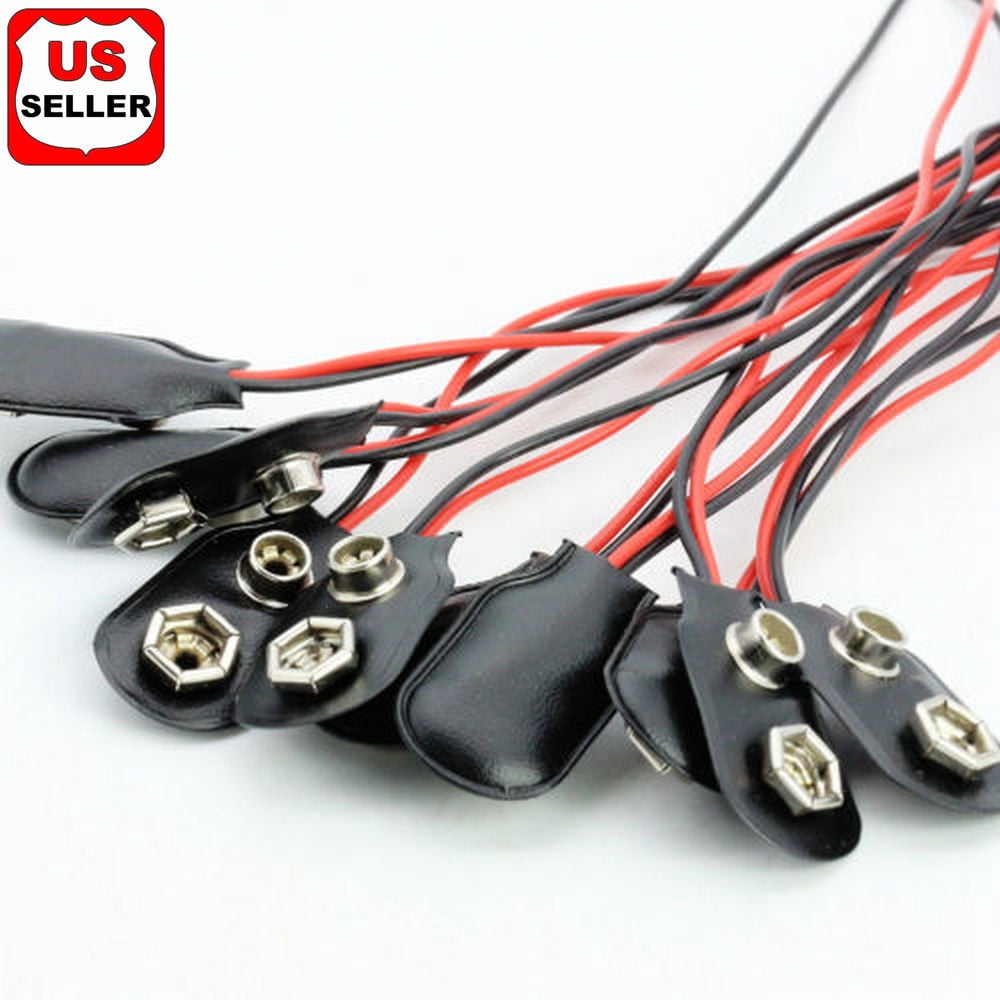 Snap 9V (9 Volt) Battery Clip Connector I Buckle Type Black w/ Cable ...