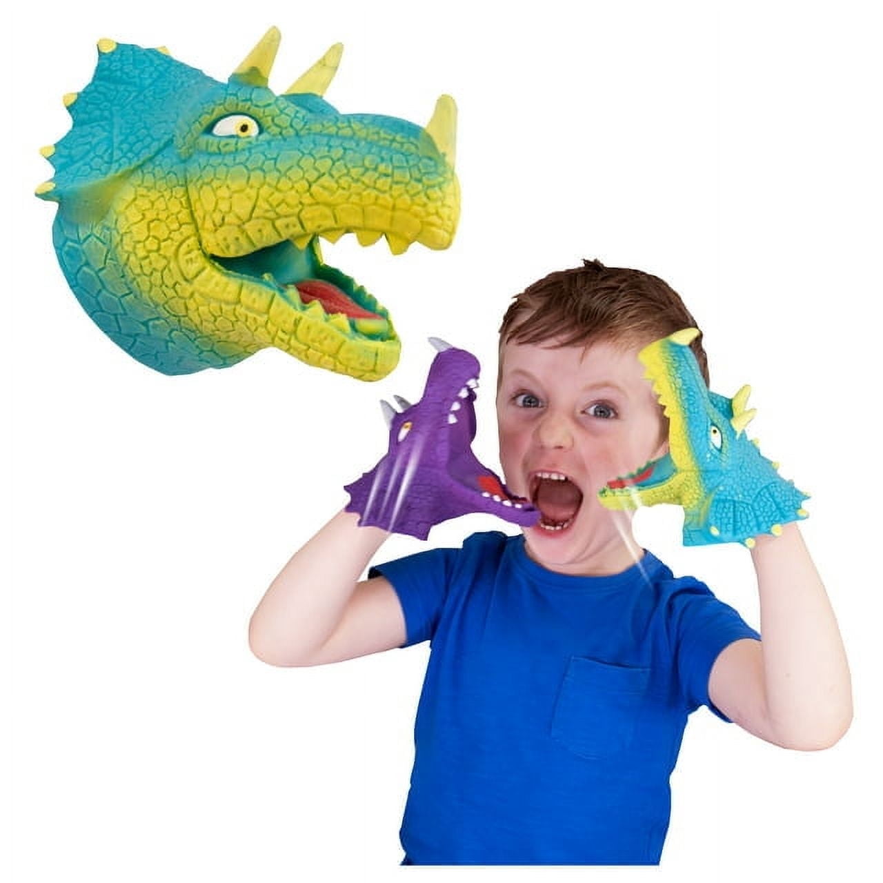 Snap Attack - Triceratops by Deluxebase. Stretchy Dinosaur Hand Puppet ...