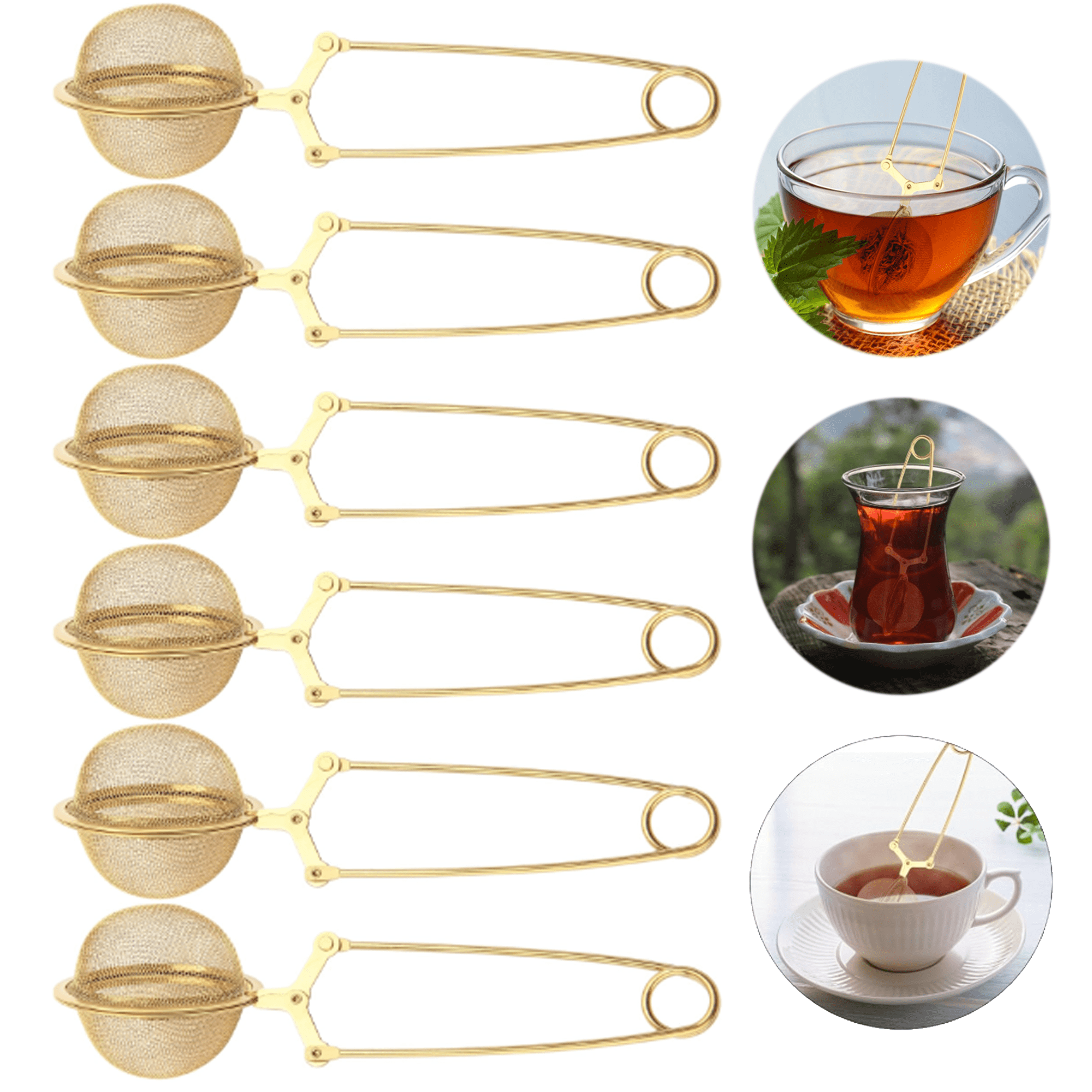 Snap Ball Tea Strainer 6 Pack Tea Infuser with Handle Tea Mesh Infuser ...