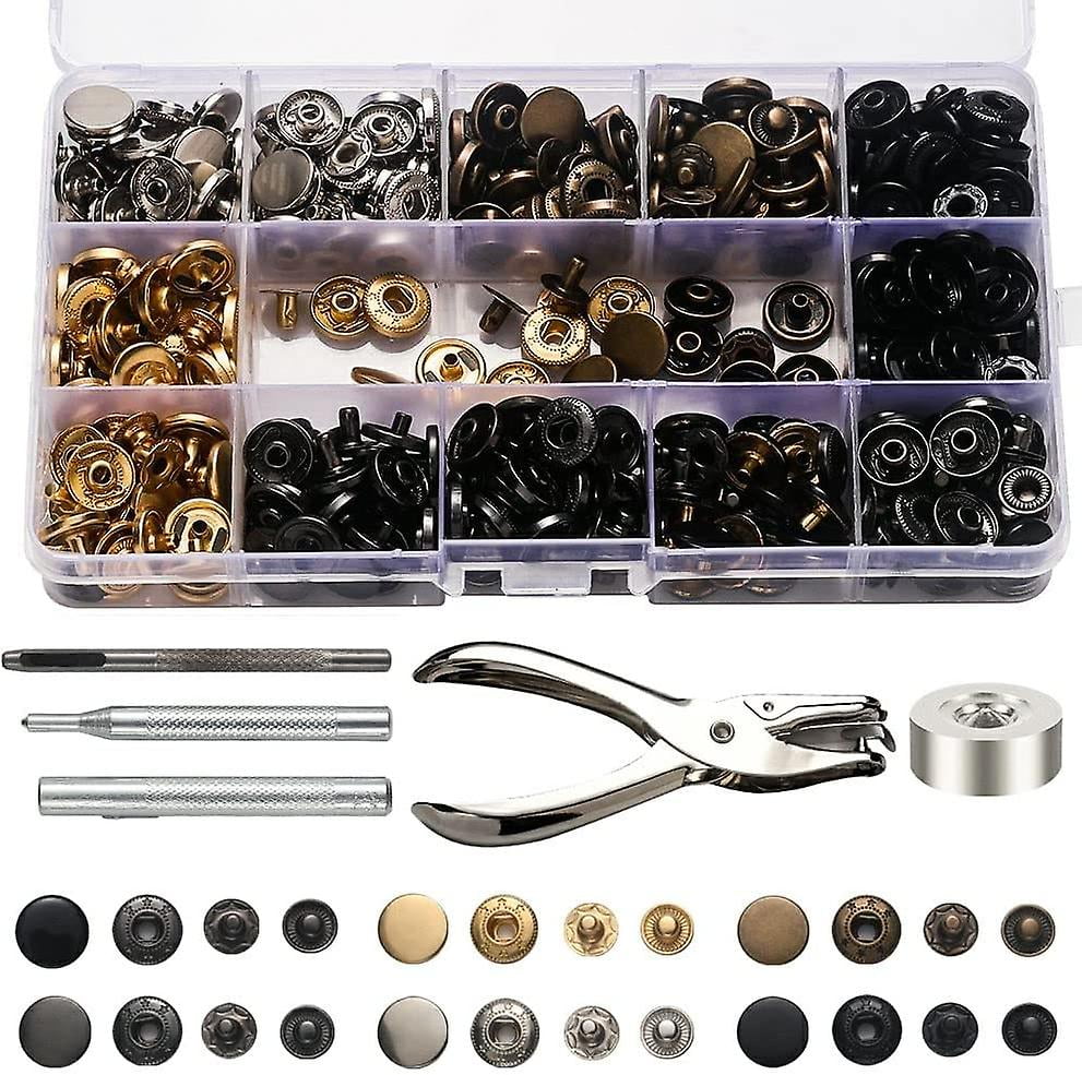 Snap Button Clasps Kit, 120 Set Metal Snaps Button Press Studs With ...