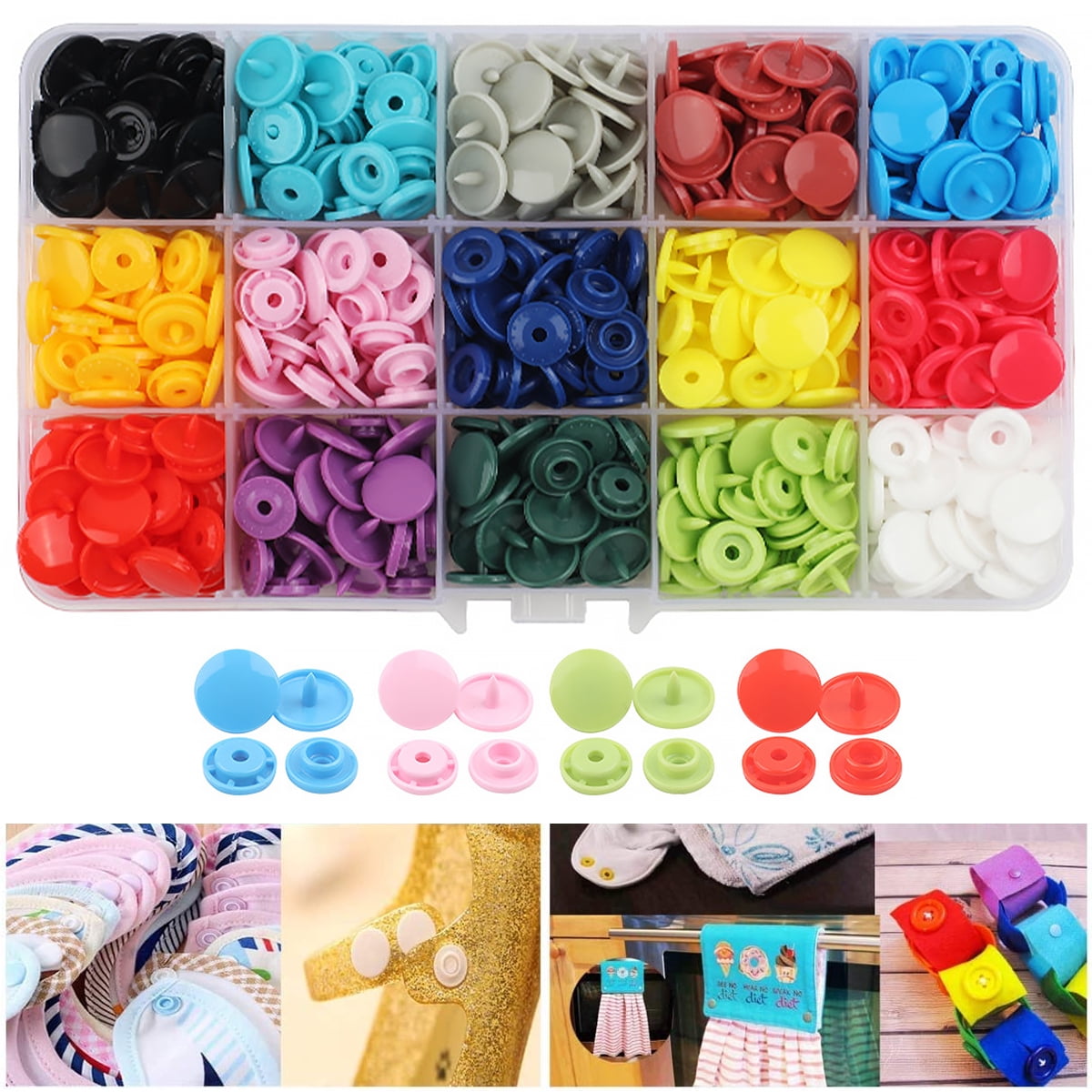 Snap Button Kit T5, Multicolor Plastic Snap Set, DIY Button for Sewing ...