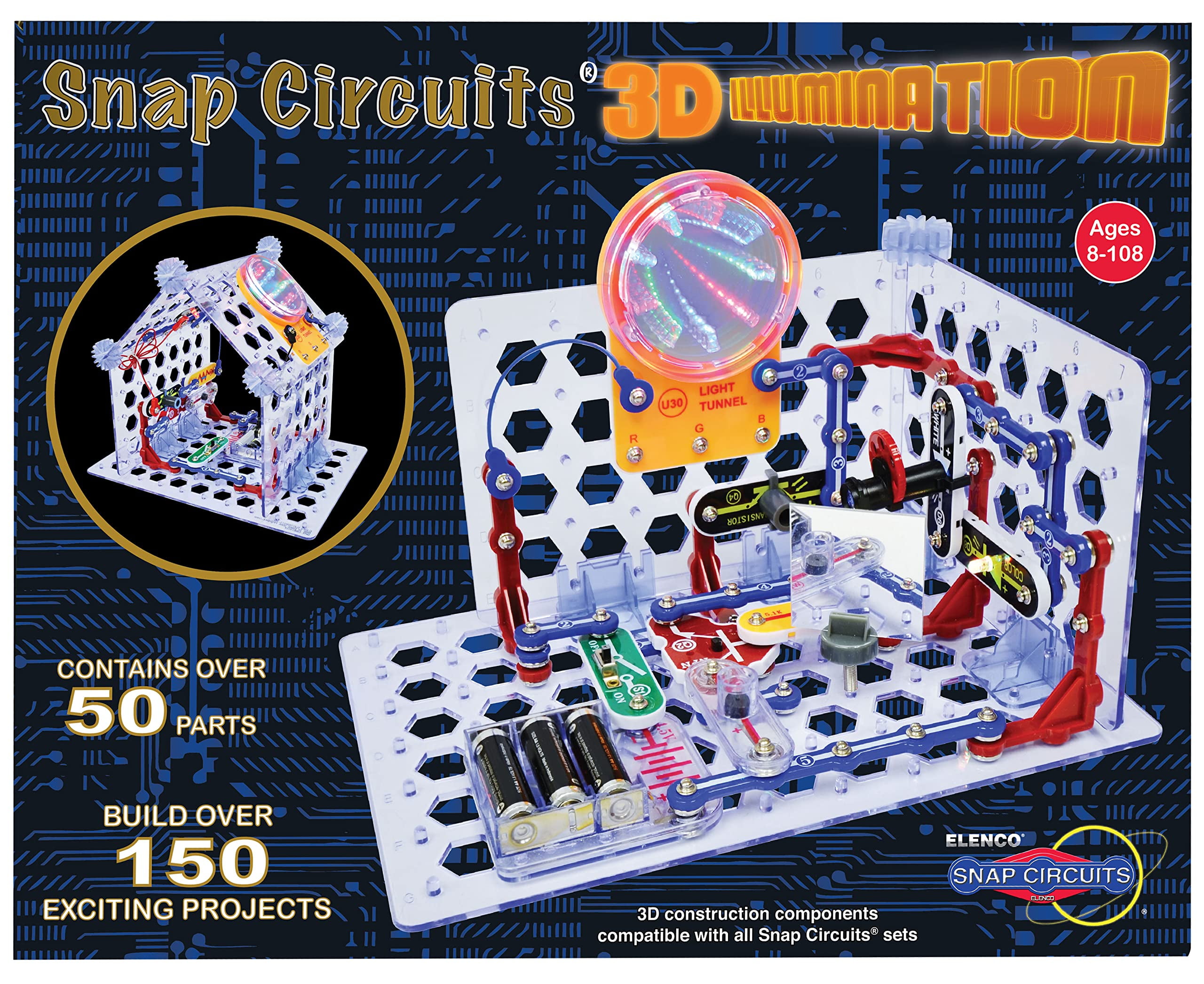 Snap Circuits 3D Illumination SSF20 Electronics Exploration Kit | Over 150 STEM Projects | Full ...