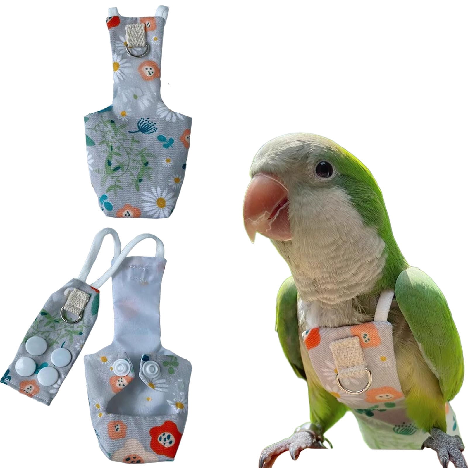 Snap-Closure Parrot Diaper Flight Suit for Cockatiels, Lovebirds ...