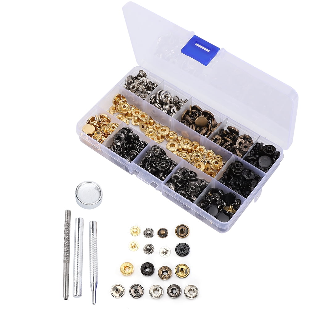 Snap Fastener Kit 120 Set Metal Button Press Studs Installation Tools ...