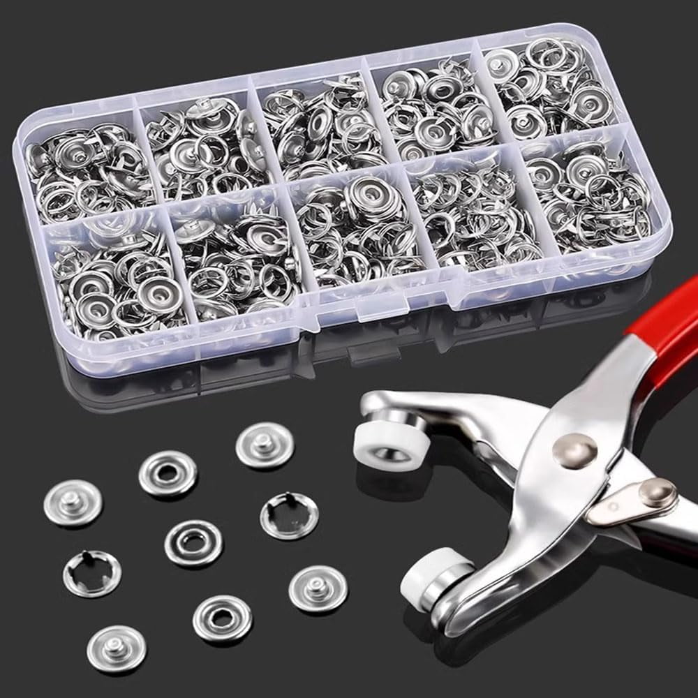 Snap Fasteners Kit - 100 Sets Metal Snaps Buttons with Fastener Pliers ...