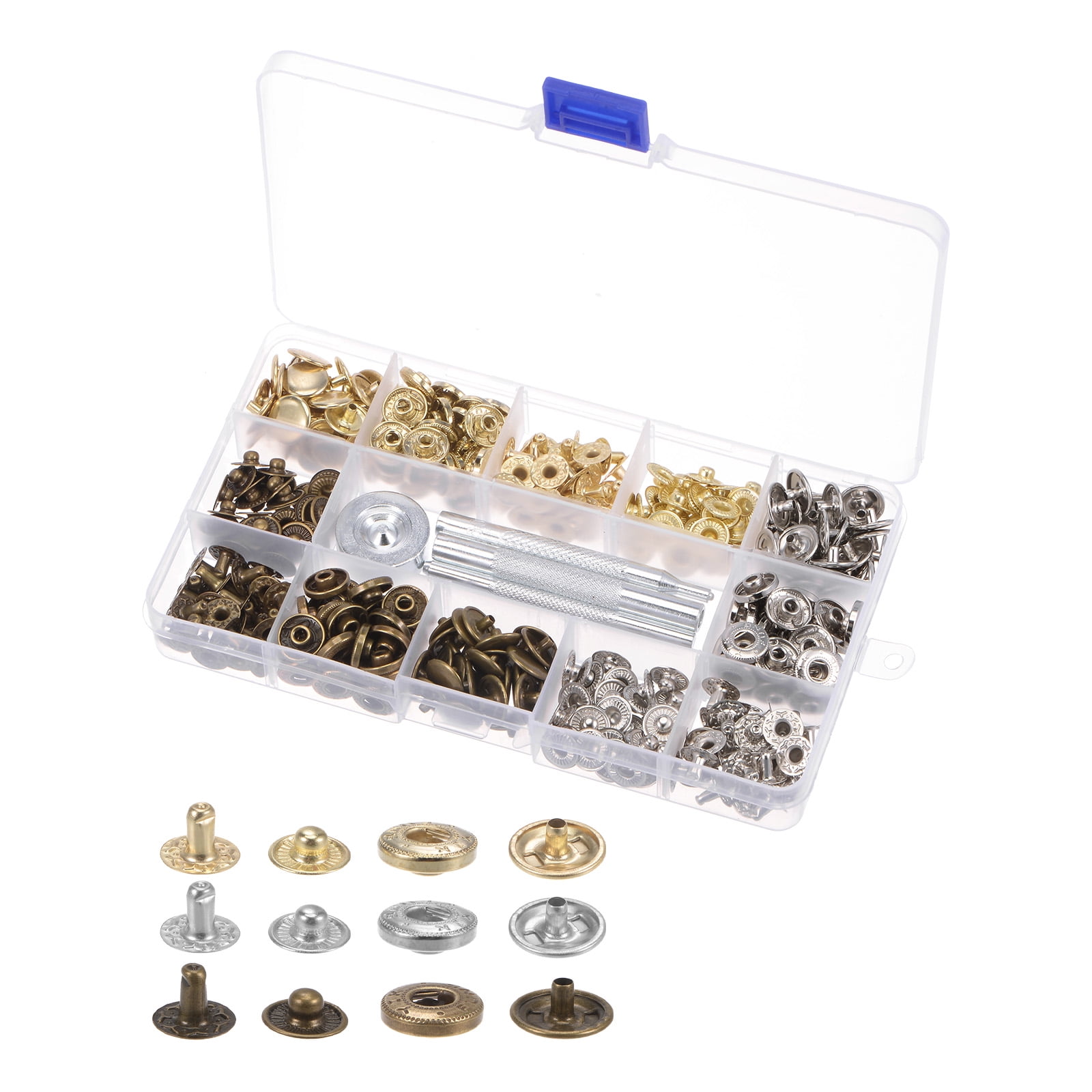 Snap Fasteners Kit 12.5mm 3 Colors with 4 Setter Tools & Storage Box ...